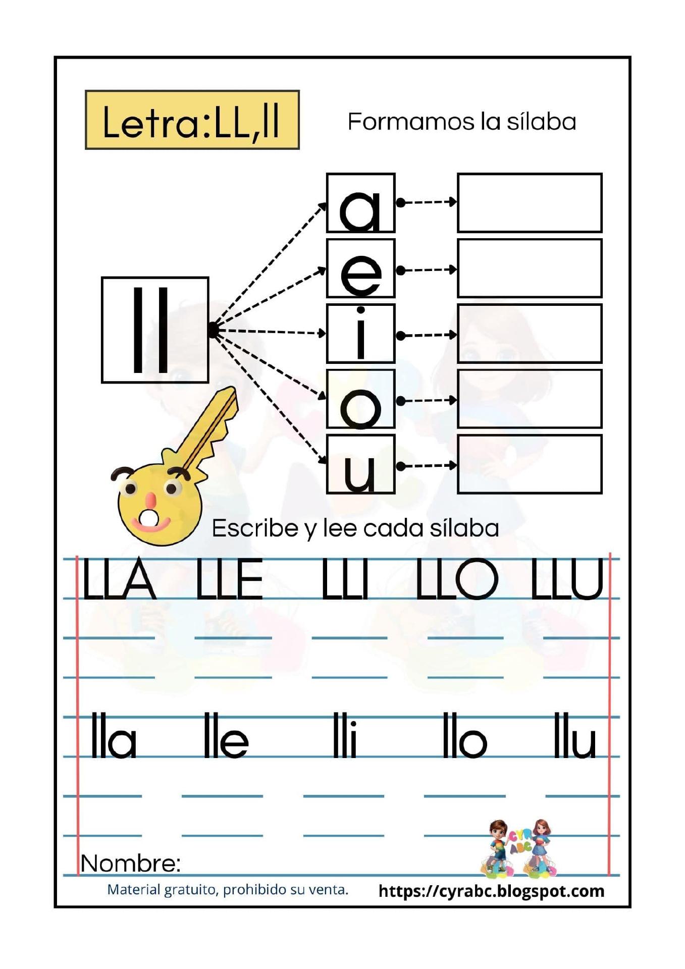 Hoja De Trabajo De La Letra Ll