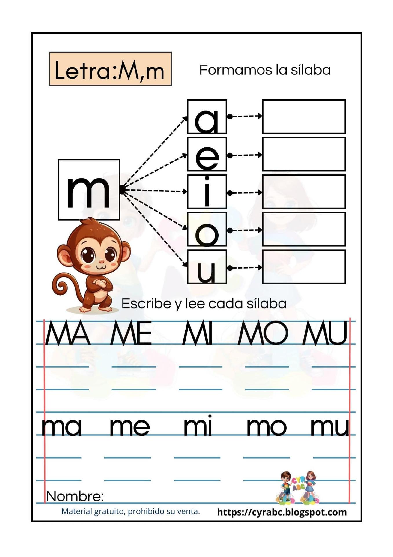 Hojas De Trabajo De La Letra M